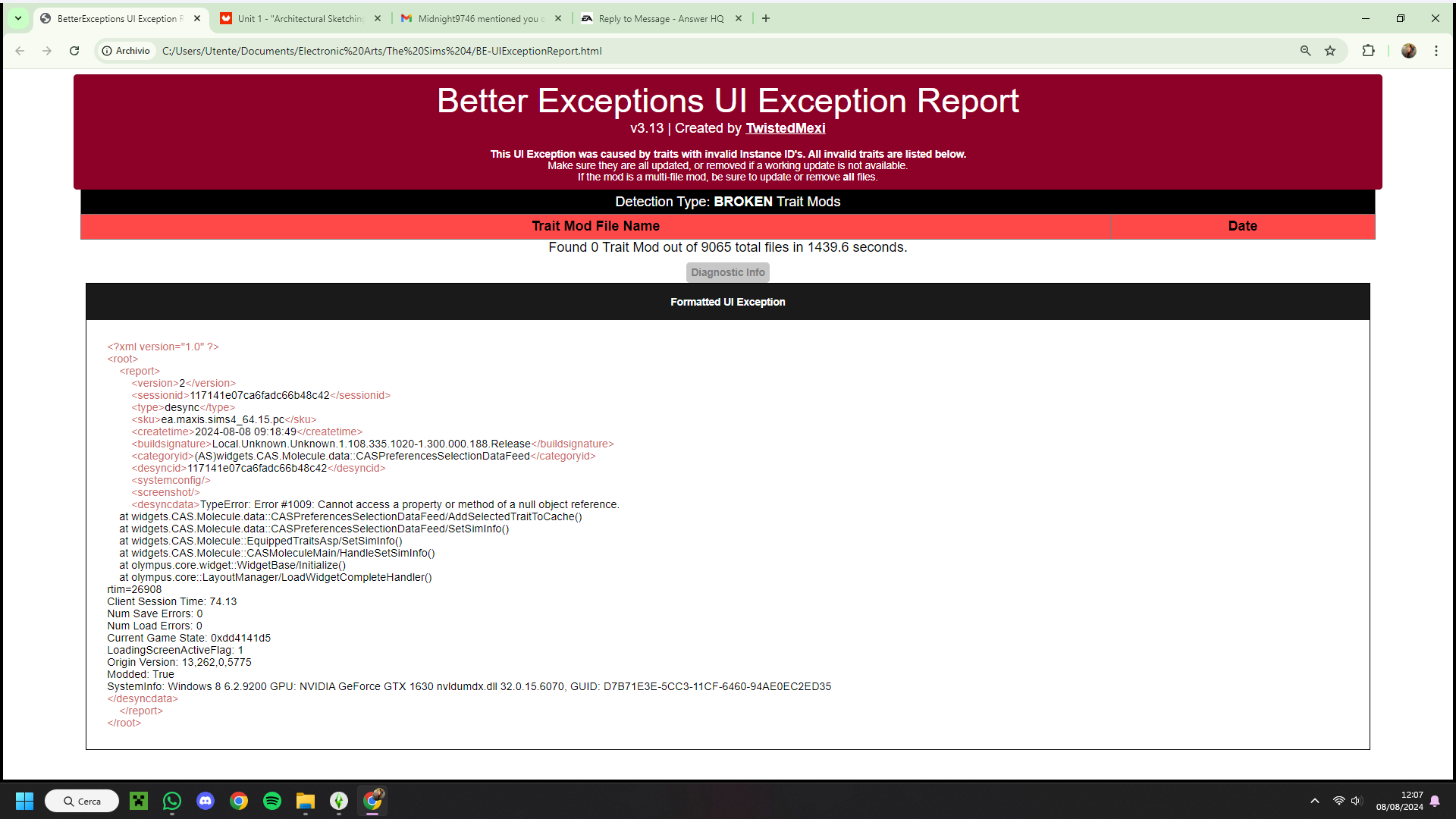 Bug Better Exceptions Ui Exception Report Cant Find Broken Mod Ea Forums 9353465 